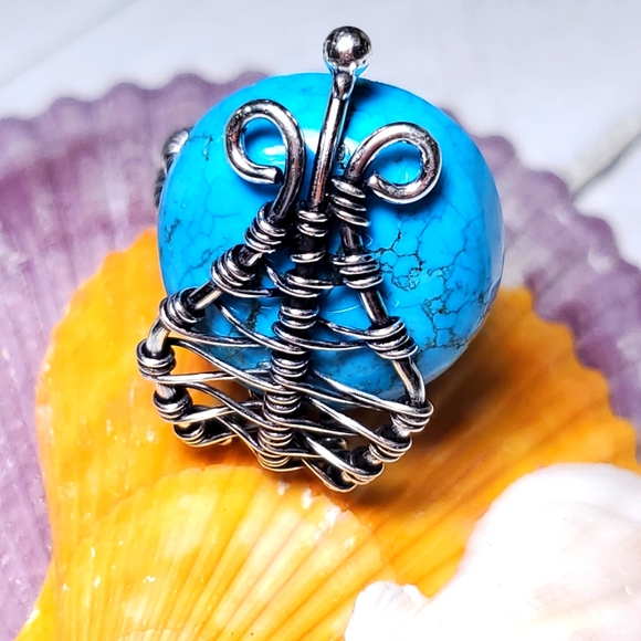 Hand Crafted | Jewelry | Turquoise Wire Wrapped Ring | Poshmark